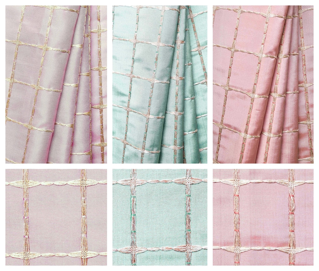 Custom Pinch Pleat Drapes. Faux Silk Curtains With Embroidery. Window ...