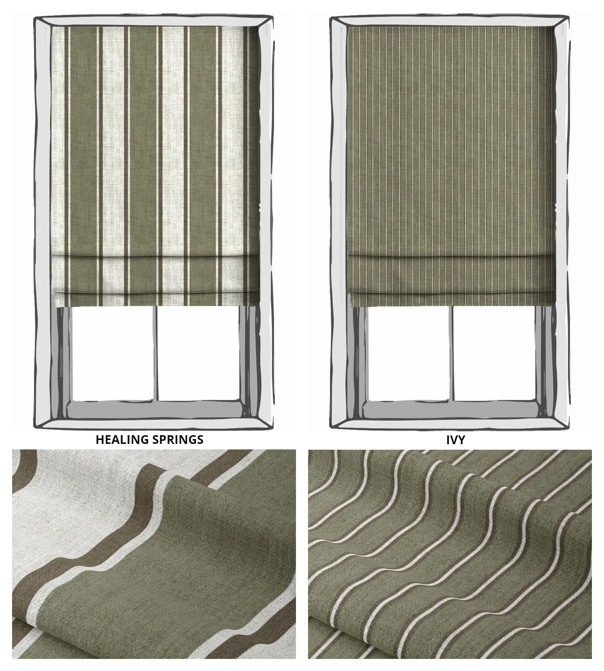 Striped Roman Shades. 2 Patterns/ 6 Colors. Mix 'n Match - Etsy