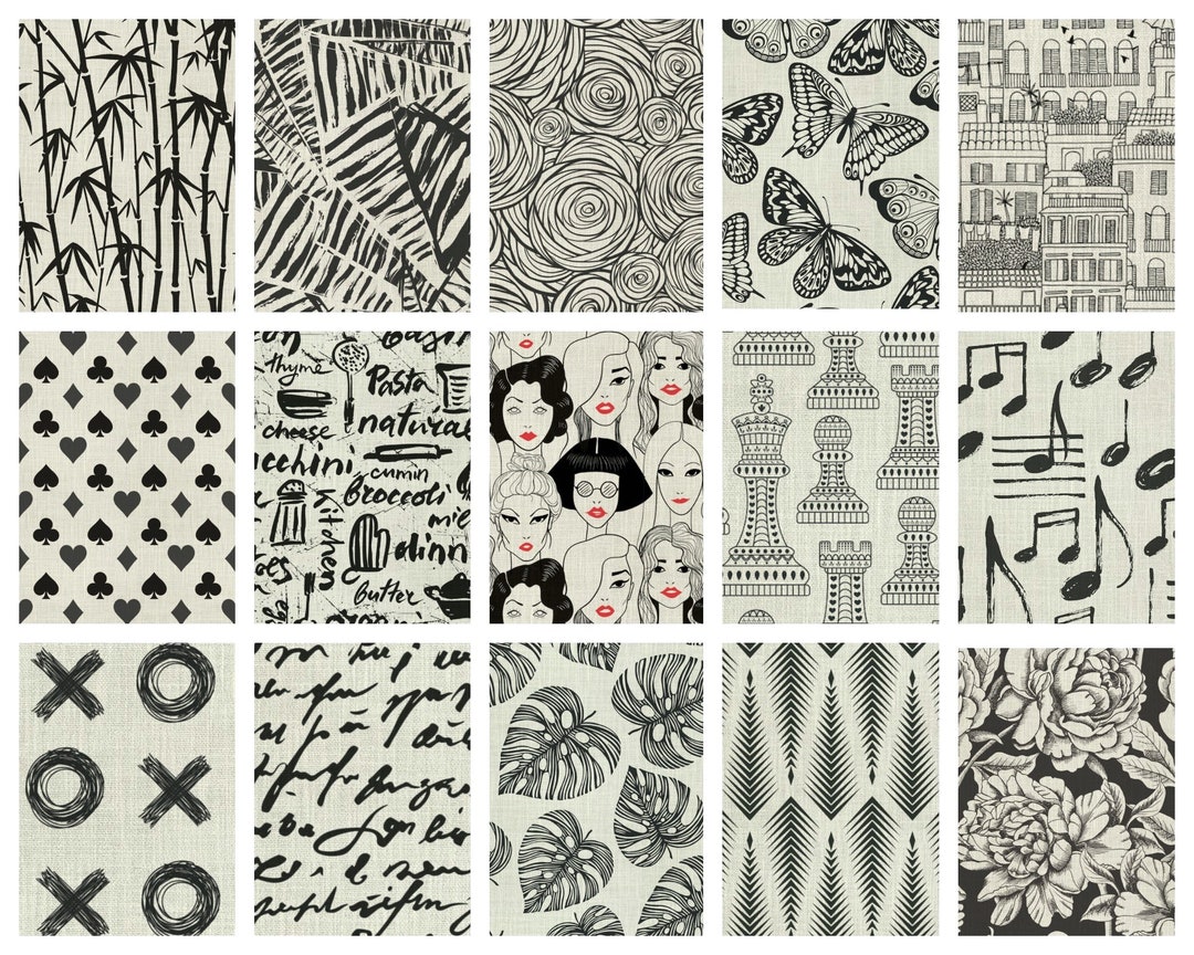 Black and White Fabric by the Yard. 19 Modern Patterns. Multipurpose ...