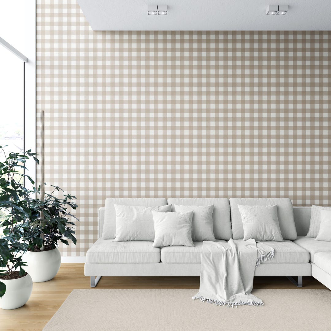 Gingham Wallpaper. Extra Wide Roll. Checkered Geometric Pattern ...