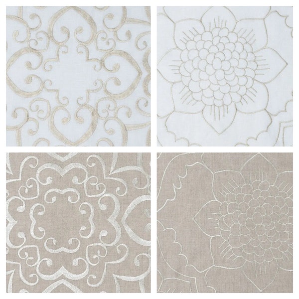 White Sheer Linen Embroidered Curtains - Etsy