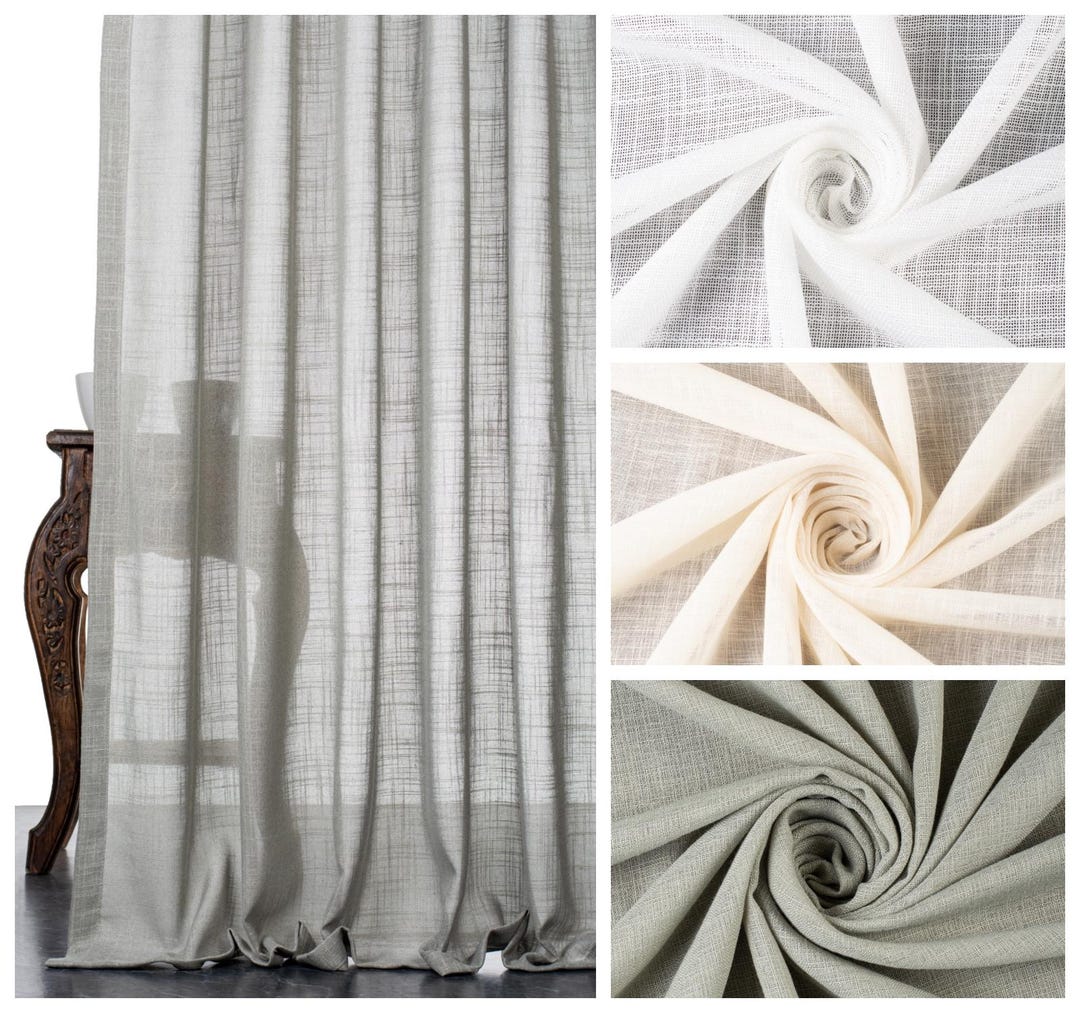 Plain Sheer Curtains. Custom Size Pinch Pleat Drapery. Light-filtering ...