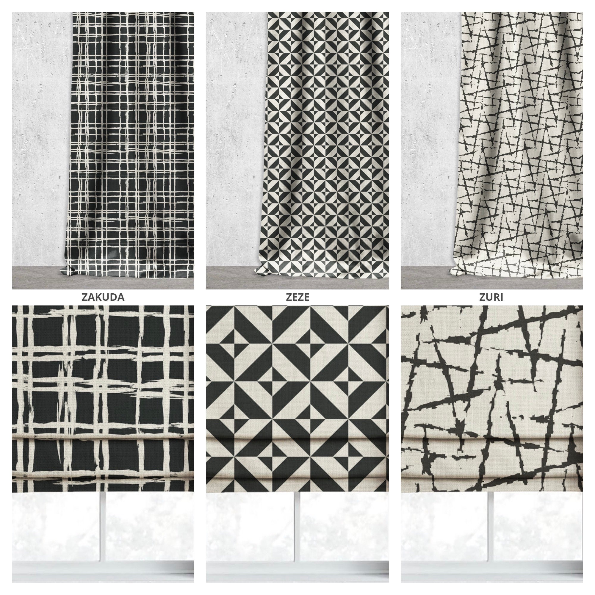 Black and White Roman Shades 19 Modern Patterns 3 Styles - Etsy