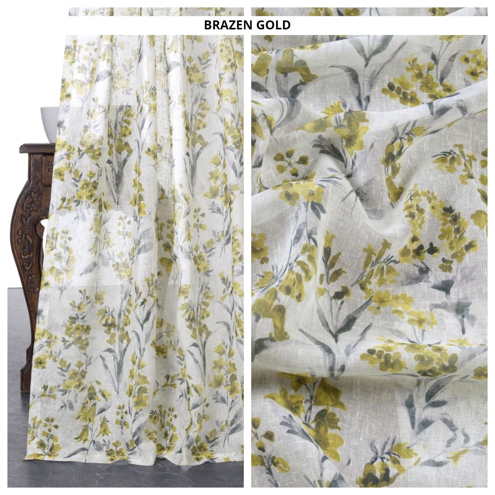 Sheer Floral Print Fabric by the Yard. 6 Colors. Home Textile Material ...