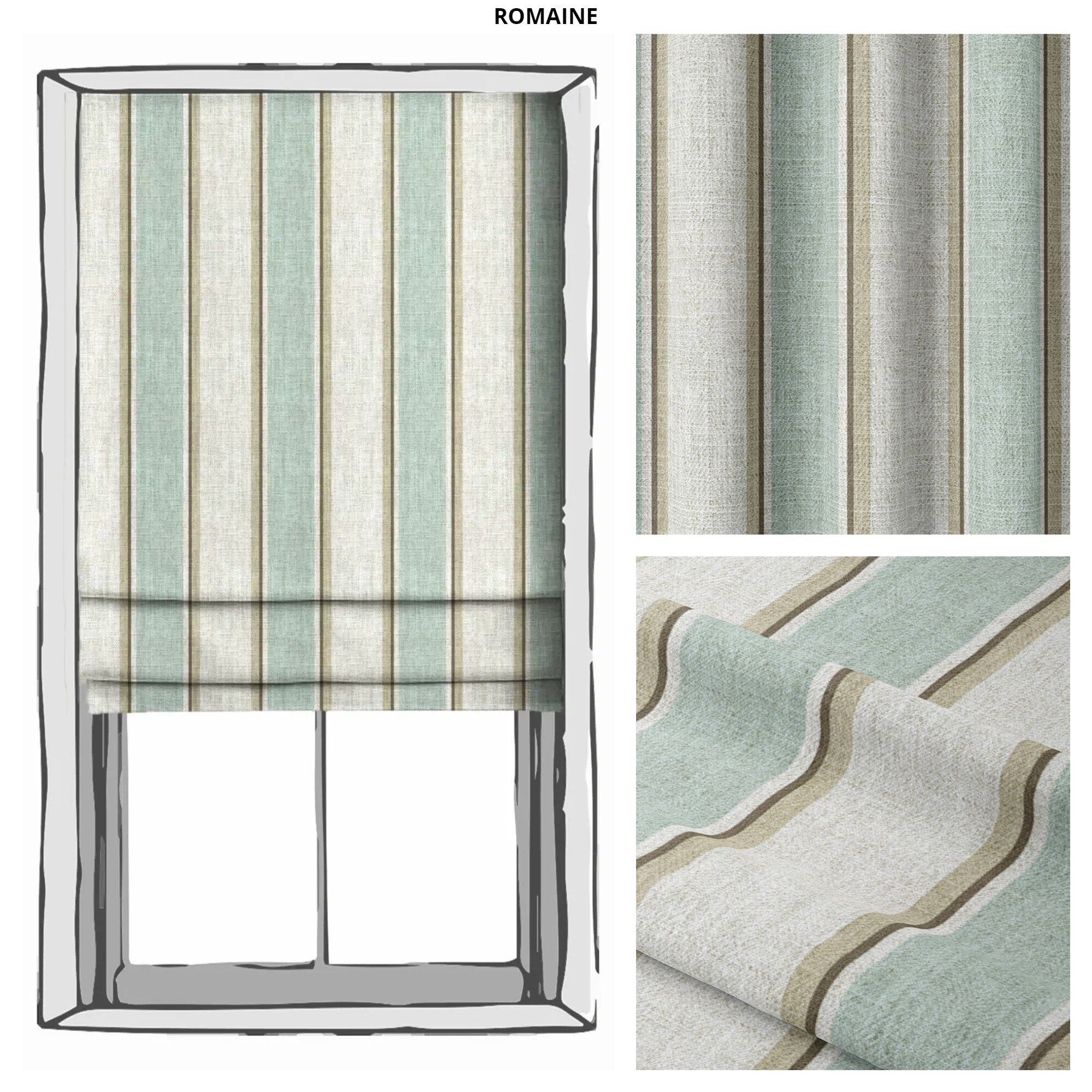 5 Colors. Striped Roman Shades. Custom Window Roman Blinds for Living ...