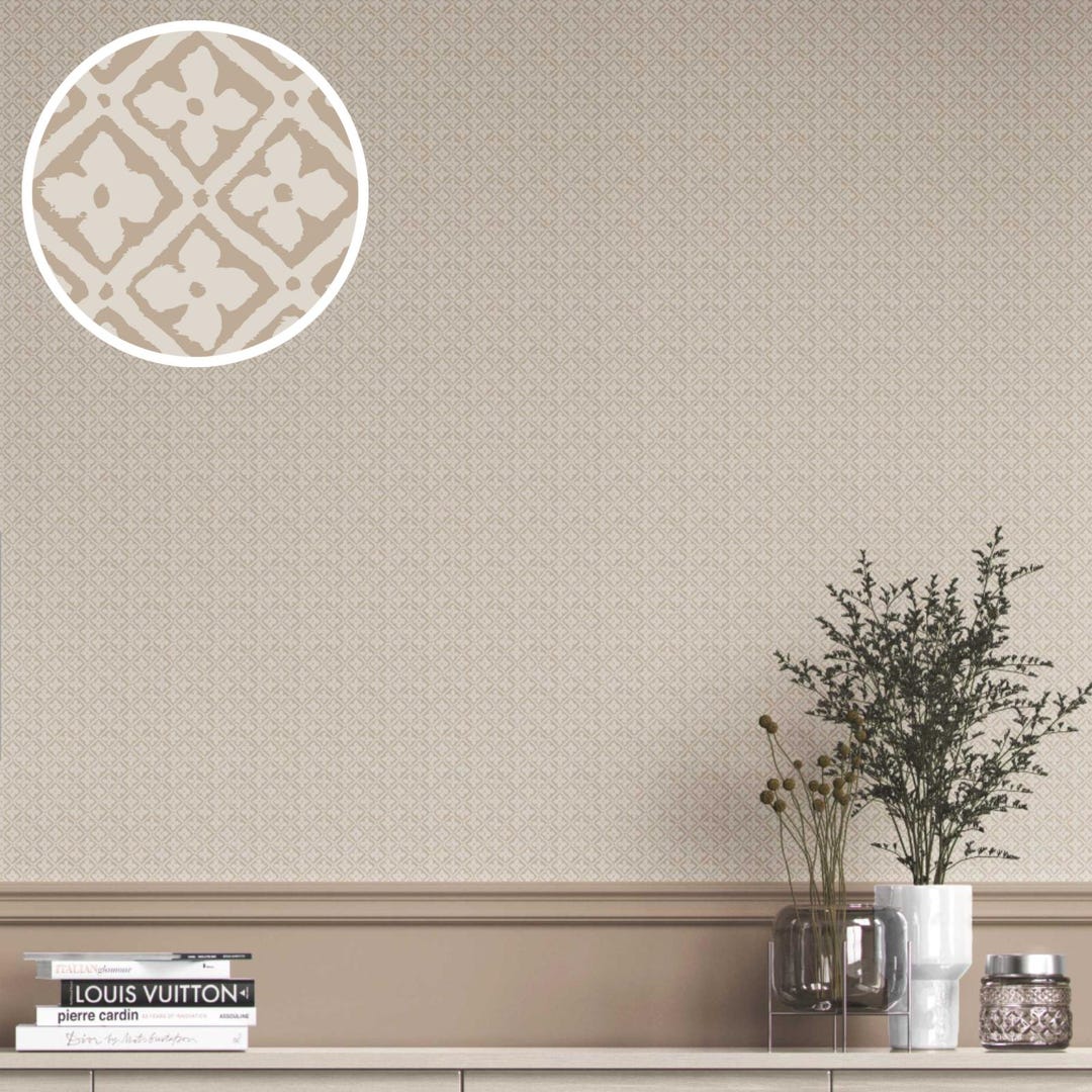 Small Lattice Pattern Wallpaper. Extra Wide Roll. Geometric Textured ...