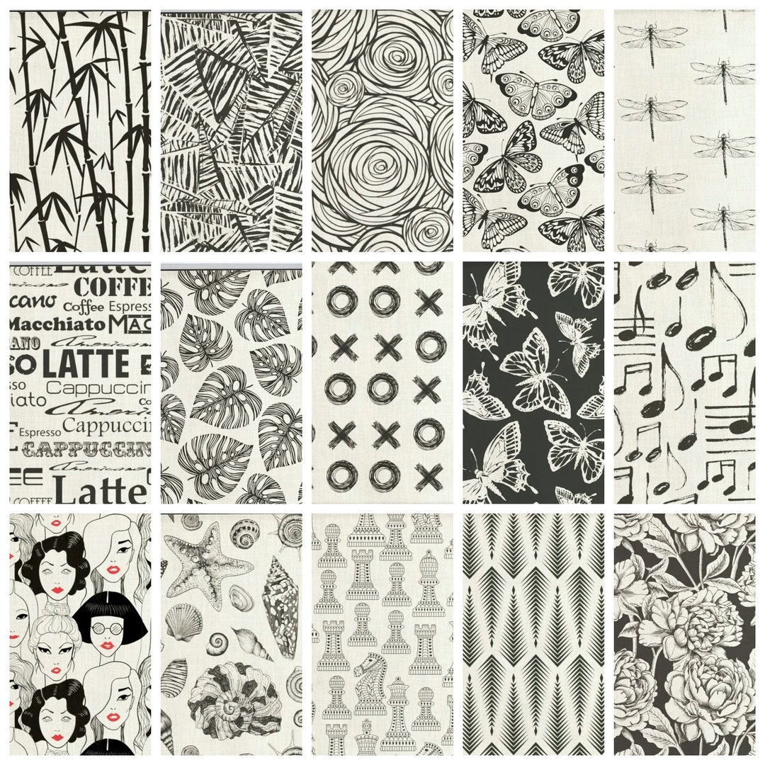 Black and White Fabric by the Yard. 19 Modern Patterns. Multipurpose ...