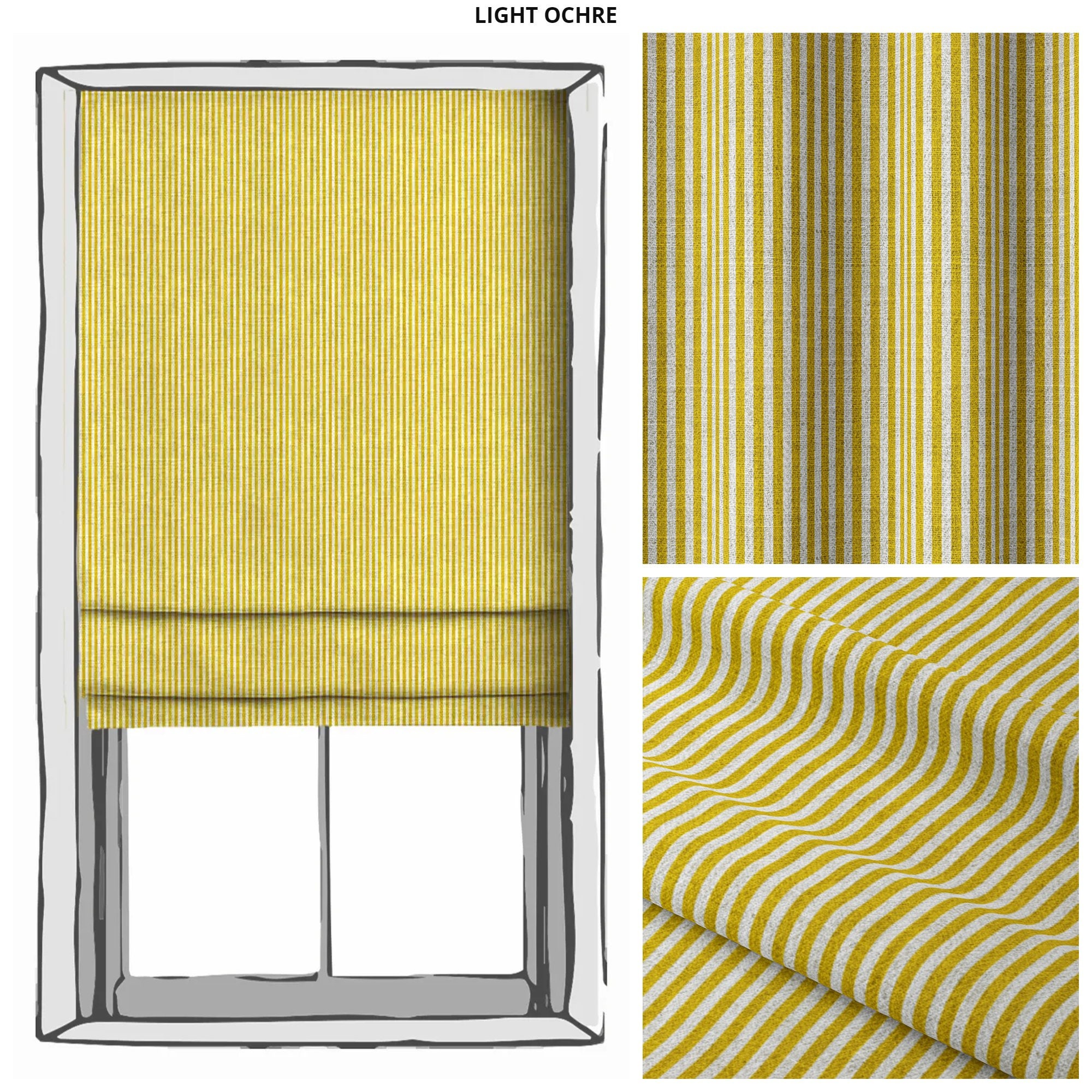 7 Green Tone Striped Roman Shades. Custom Window Blinds for Living ...