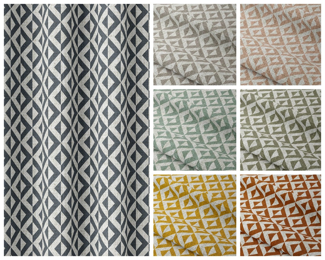Geometric Patterned Fabric by the Yard. 8 Colors. Multipurpose Usage ...