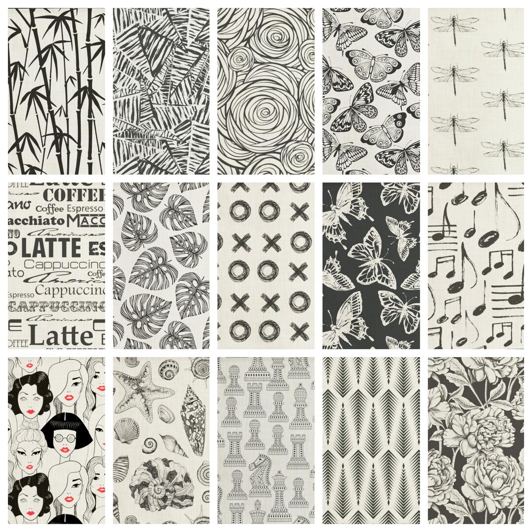 Black and White Curtains. 19 Patterns. Pinch Pleat Drapes. Blackout ...