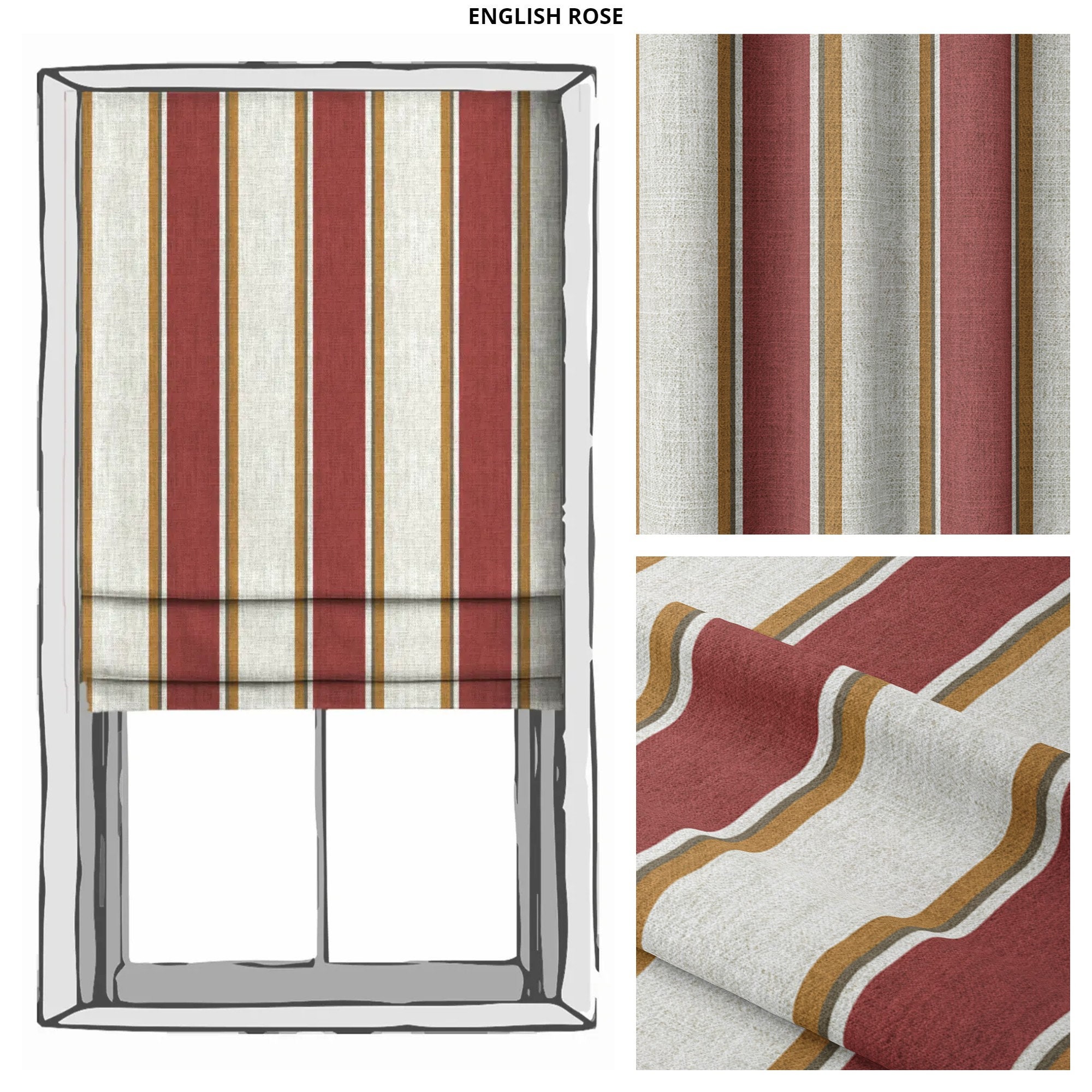 5 Colors. Striped Roman Shades. Custom Window Roman Blinds for Living ...