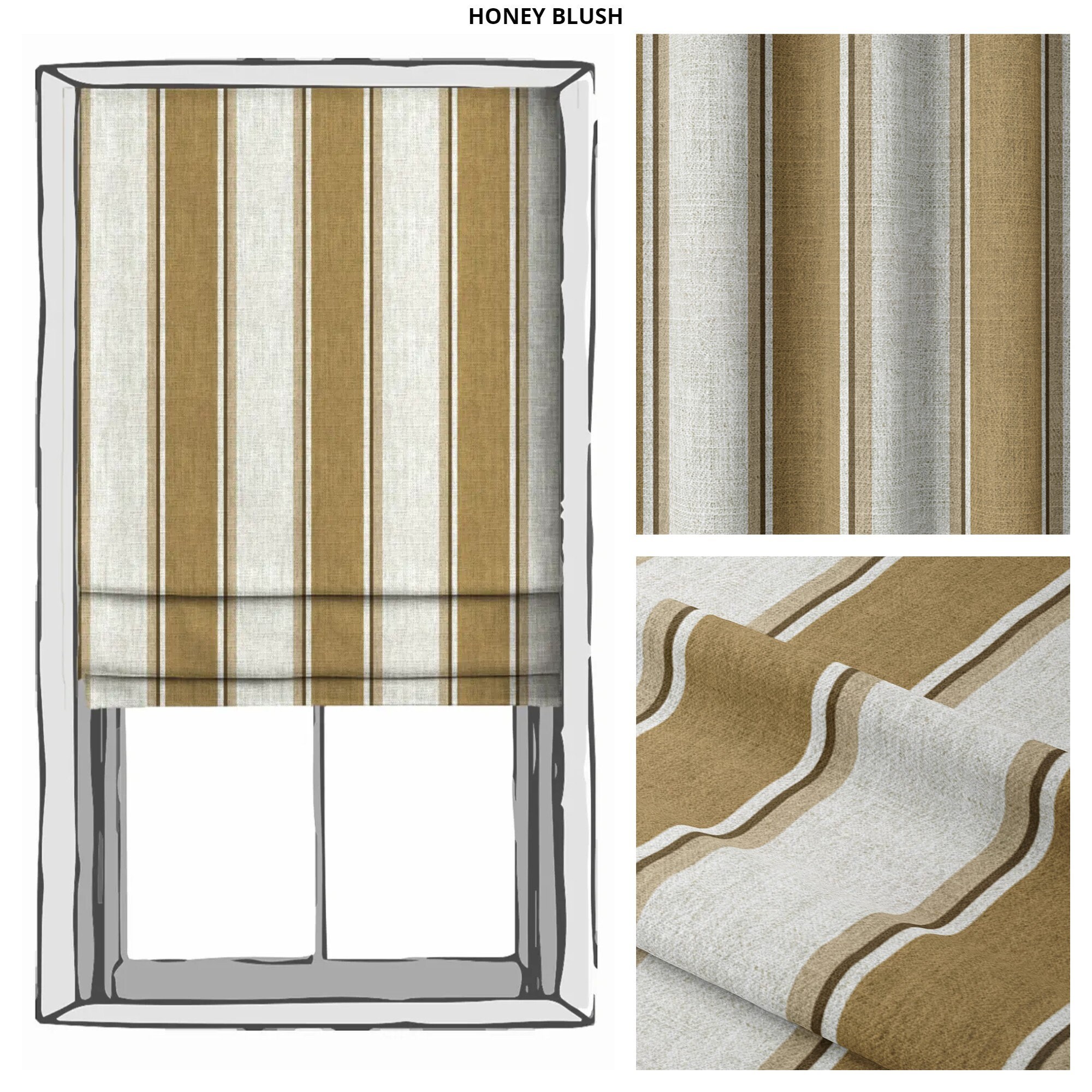 5 Colors. Striped Roman Shades. Custom Window Roman Blinds for Living ...