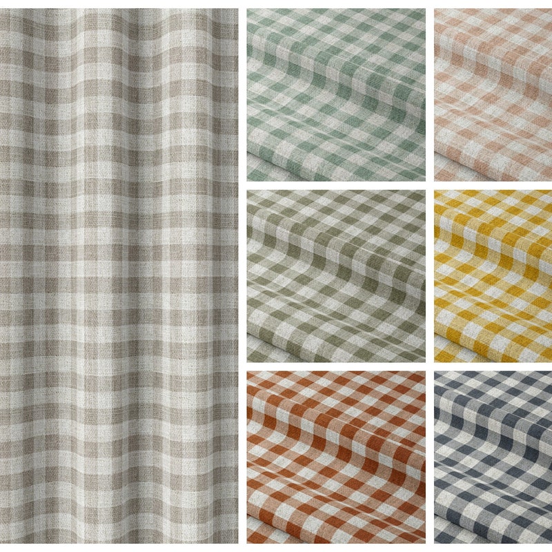 Sage Green Checkered Curtains - Etsy