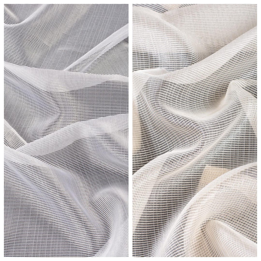 Textured Sheer Curtains. Custom Size Window Drapes. Light-filtering ...