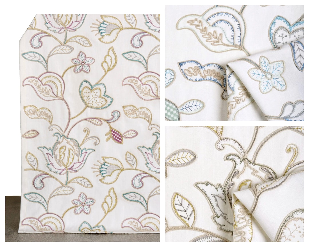 3 Options. Floral Embroidery Curtains. Custom Window Drapes for Living ...