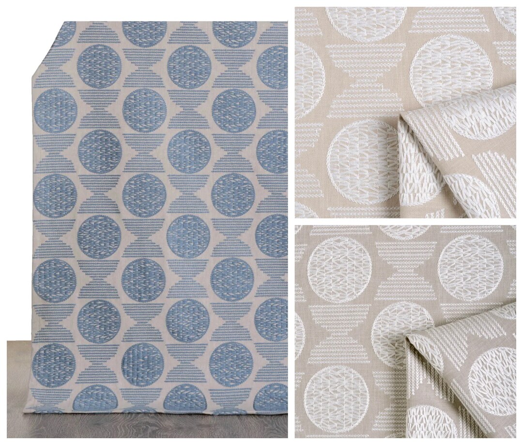 Geometric Pattern Fabric by the Yard. 3 Colors. Embroidered - Etsy