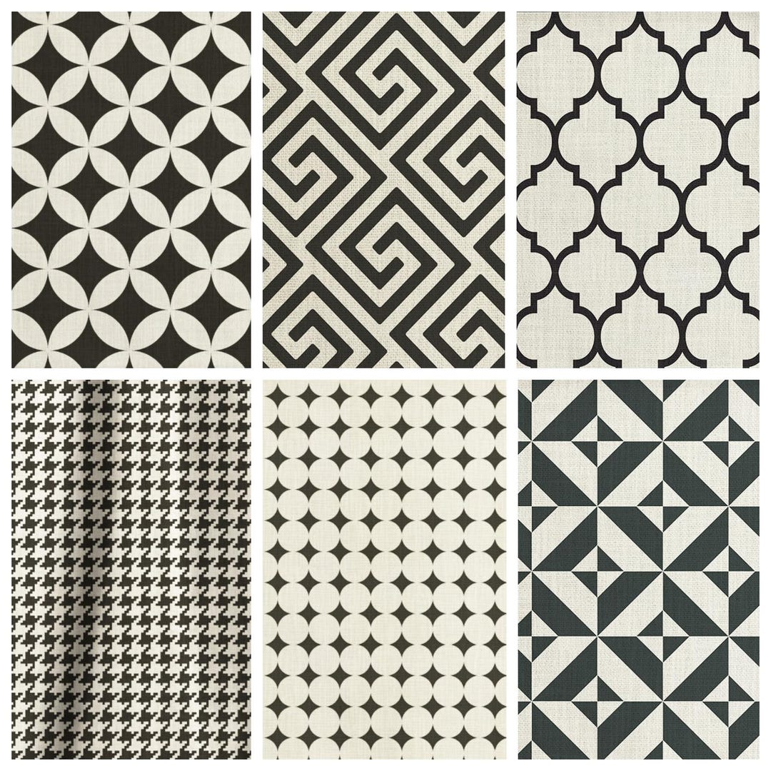 7 Patterns. Black & White Roman Shades. Custom Size Window Blinds for ...