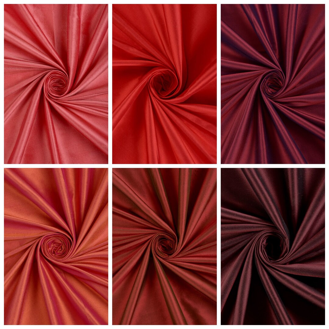 Shantung Silk Fabric by the Yard. 6 Red Colors. Multipurpose Fabric for ...