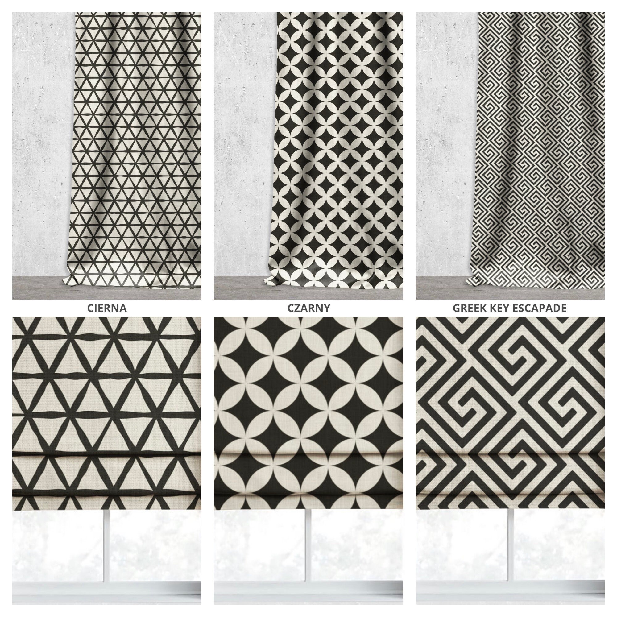 Black and White Roman Shades 19 Modern Patterns 3 Styles - Etsy