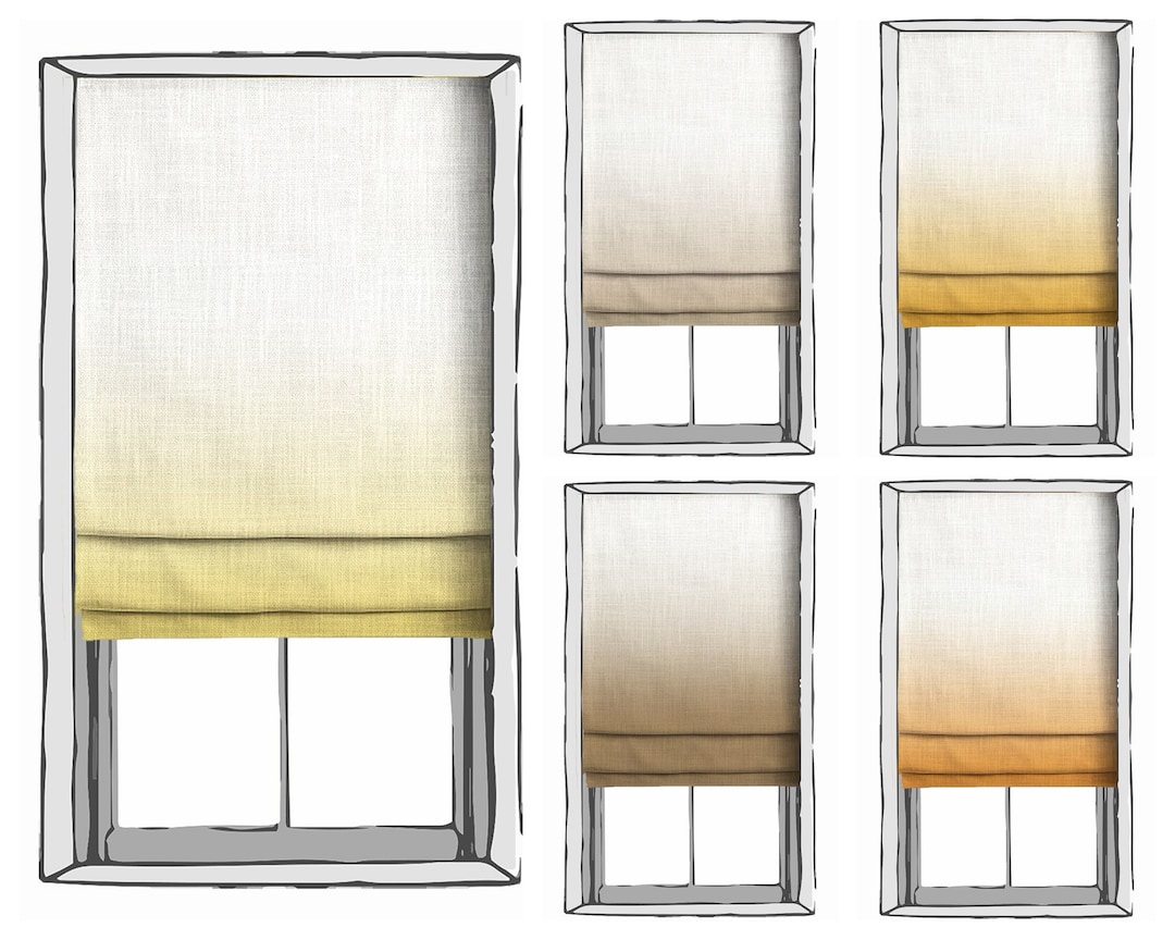 5 Colors. Two Tone Ombre Roman Shades. Custom Window Blinds for Living ...