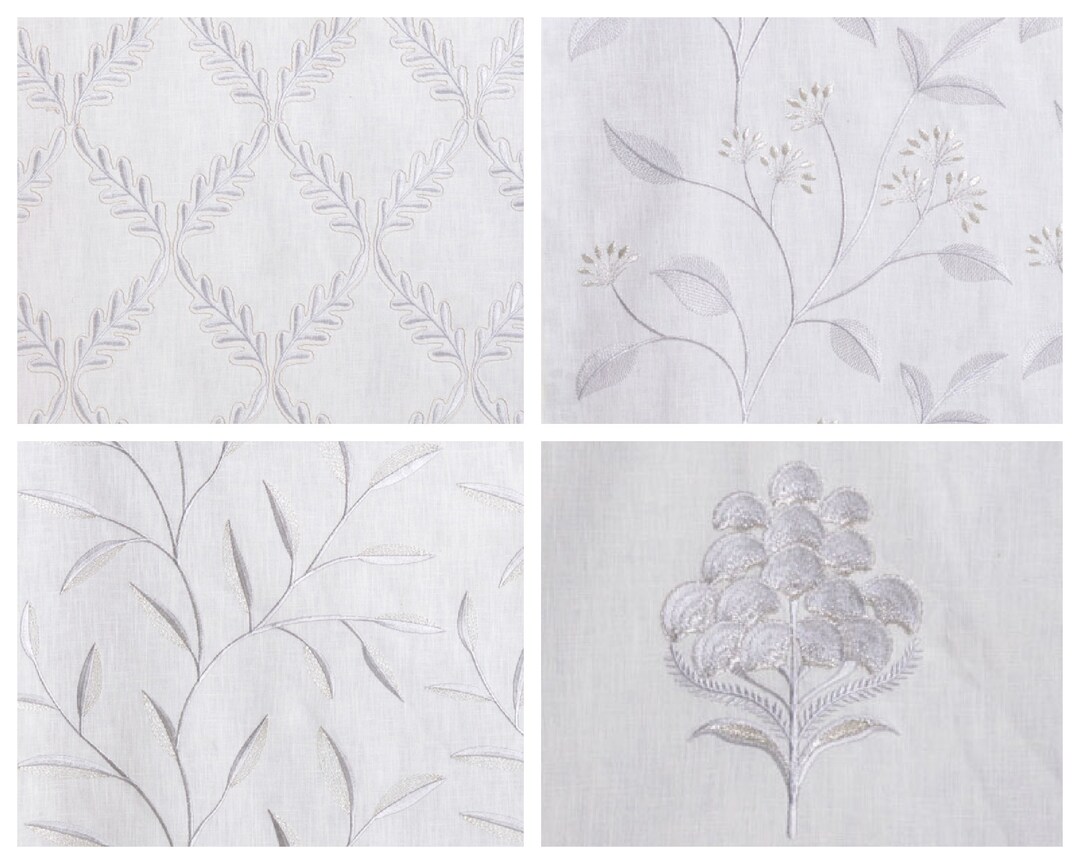 3 Options. White Embroidered Curtains. Designer Custom Window Drapery ...