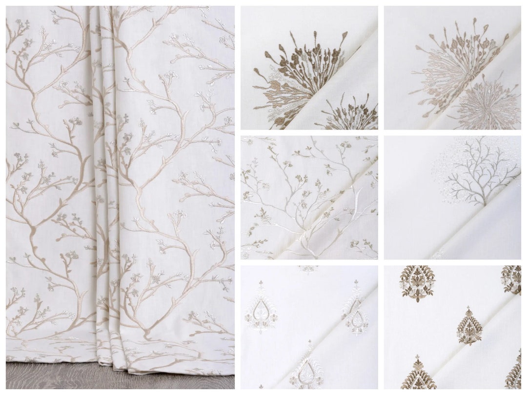 8 Options. White Embroidered Curtains. Custom Window Drapes - Etsy