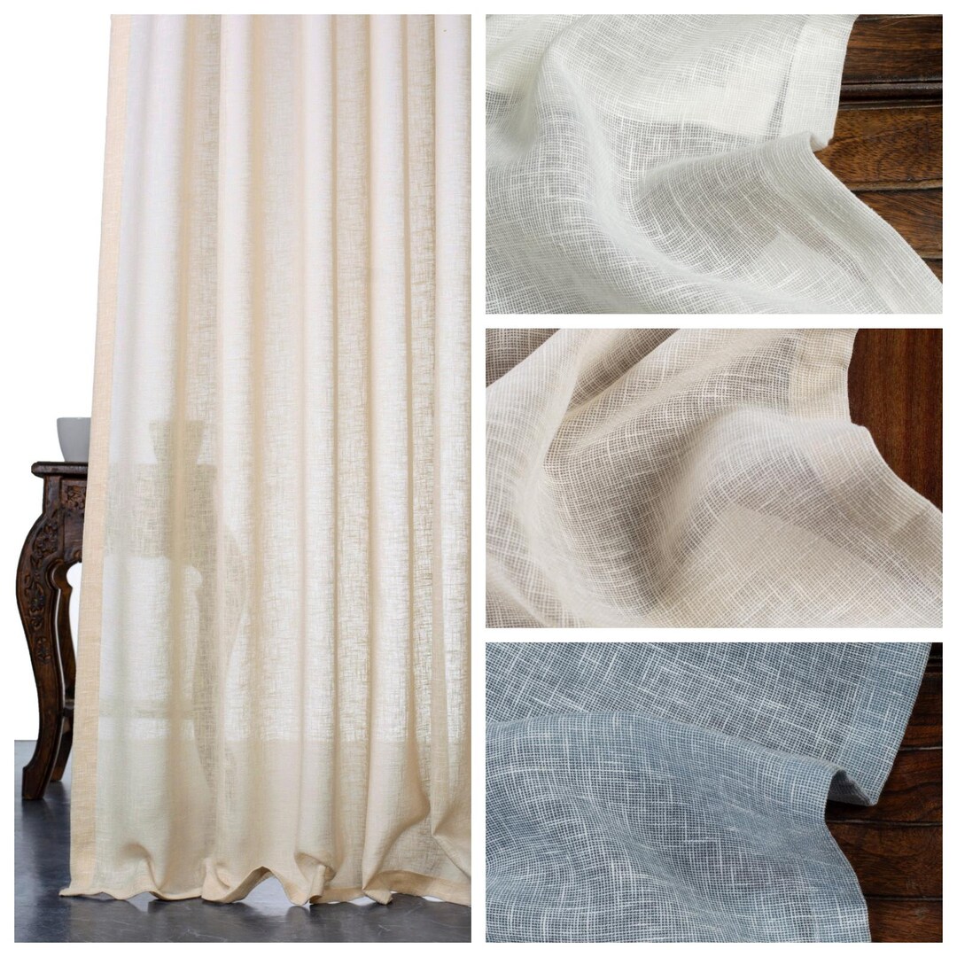 4 Colors. Textured Sheer Custom Window Curtains. Light-filtering Drapes ...