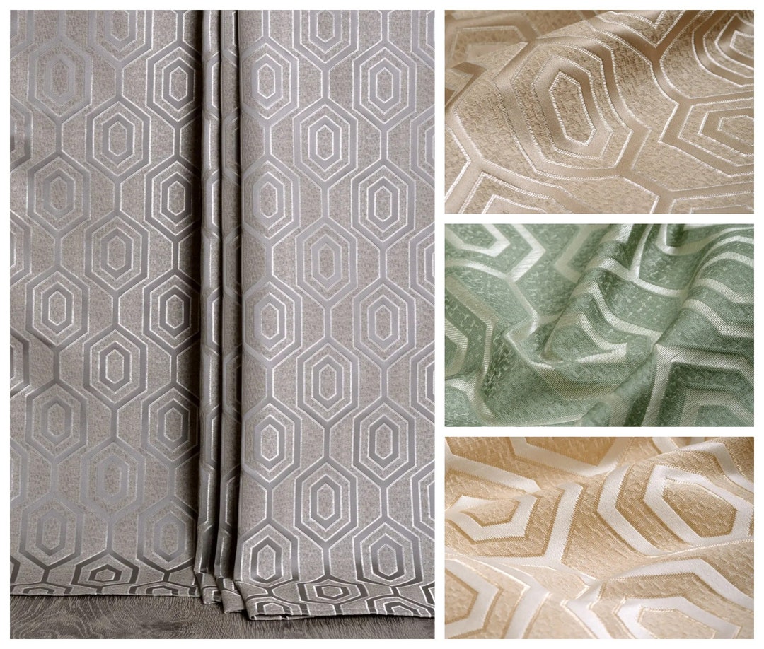 Jacquard/ Geometric Pattern Fabric by the Yard. 4 Colors. Multipurpose ...