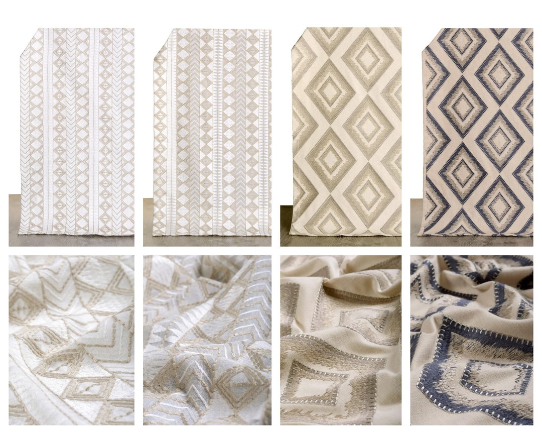 Geometric Embroidery Roman Shades. 5 Options. Custom Window Blinds for ...