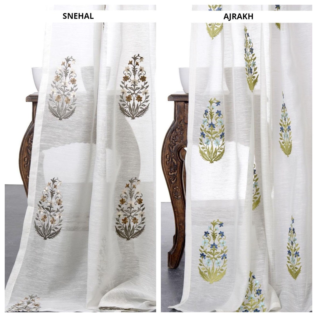 3 Colors. White Sheer Embroidery Curtains. Pinch Pleat Floral/paisley ...