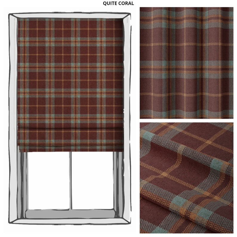 6 Colors. Checkered Plaid Roman Shades. Custom Window Blinds for Living ...