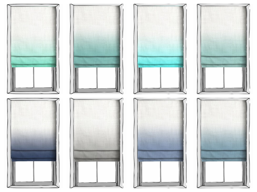 Ombre Roman Shades. 8 Blue Colors. Two-tone Custom Window Blinds for ...