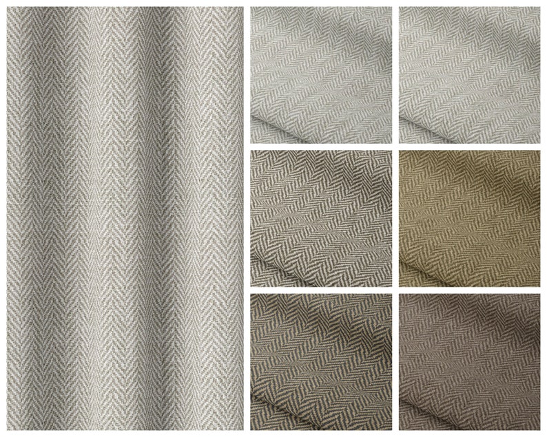 8 Neutral Colors. Herringbone Pattern Curtains. Custom Window Drapes ...