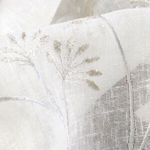 White Sheer Fabric by the Yard. Linen Texture Home Textiles. Floral ...
