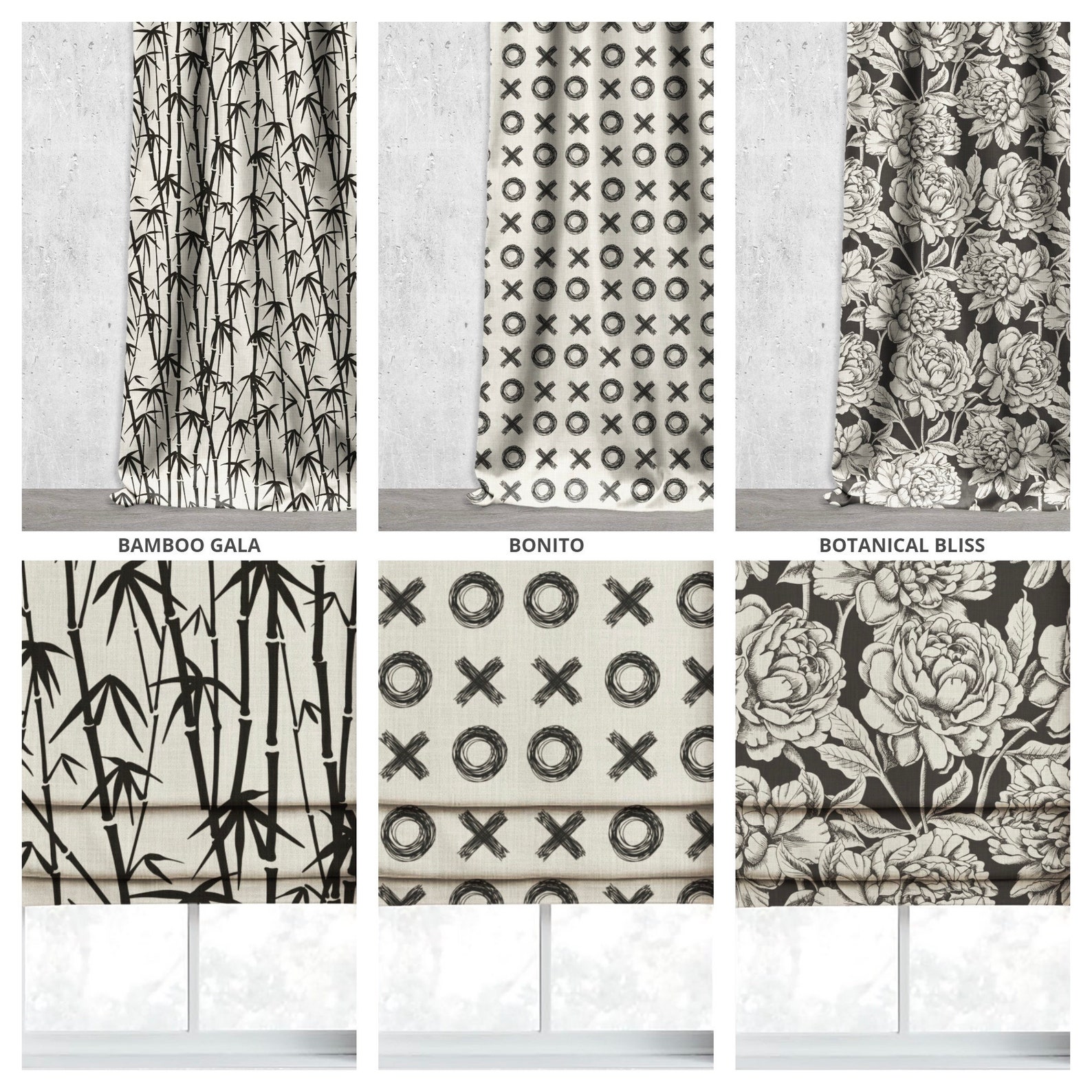 Black and White Roman Shades 19 Modern Patterns 3 Styles - Etsy