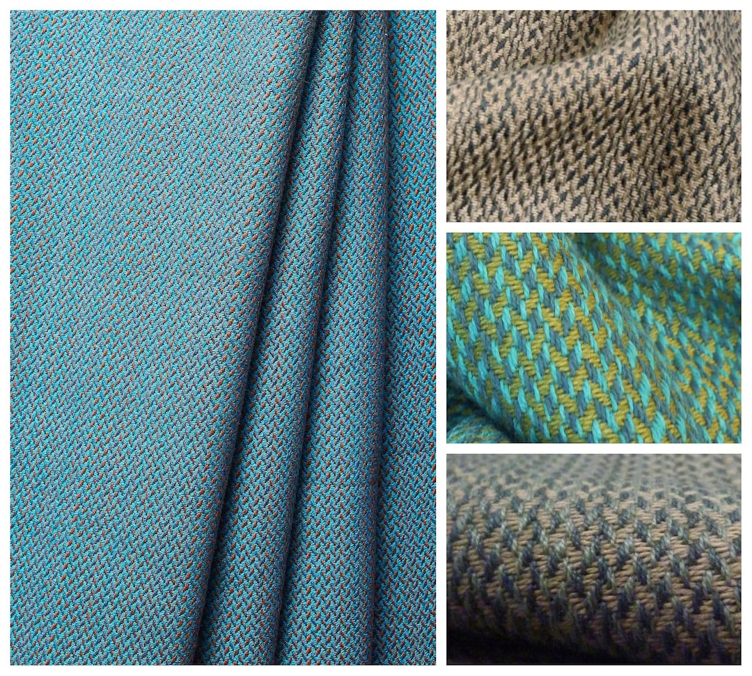 Cotton Fabric by the Yard. 4 Colors Herringbone Textured Multipurpose ...