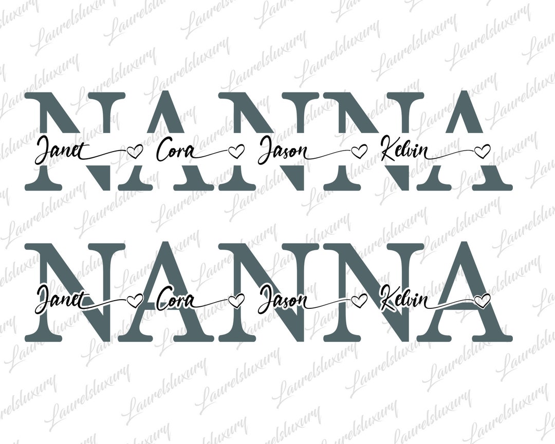 Nanna Svg, Mother Day Svg, Split Name Frame Svg, Grandma Svg ...