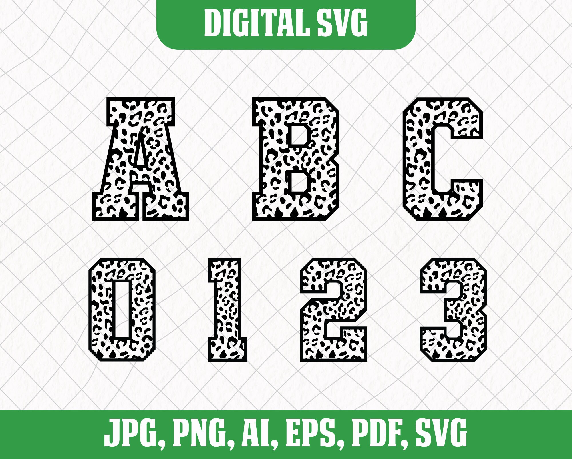Leopard Print SVG Athletic Alphabet and Numbers for - Etsy
