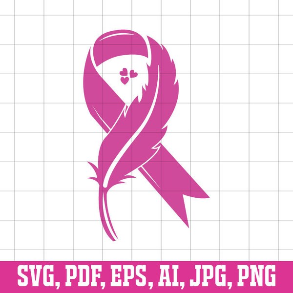 Pink Ribbon Feather Svg - Etsy