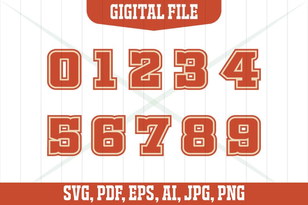 Jersey Number Svg, Digital Download, Numbers Svg, Jpg, Png, Pdf, Cricut ...