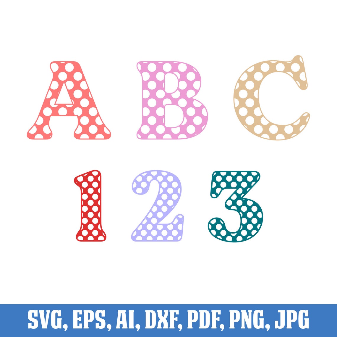 Polka Dot Alphabet Svg Digital Download Dotted Font Polka - Etsy
