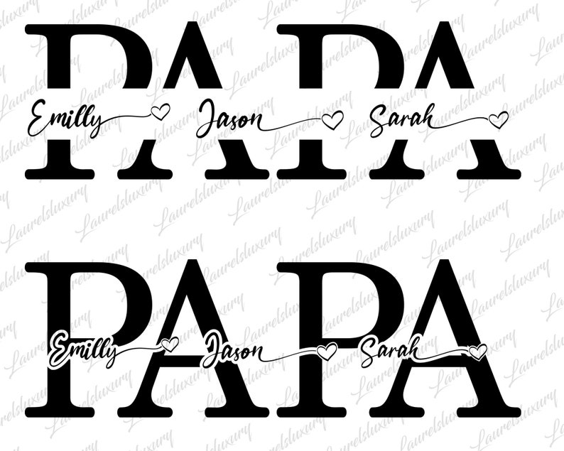 Papa Svg, Father's Day Svg, Split Name Frame Svg, Father Svg ...
