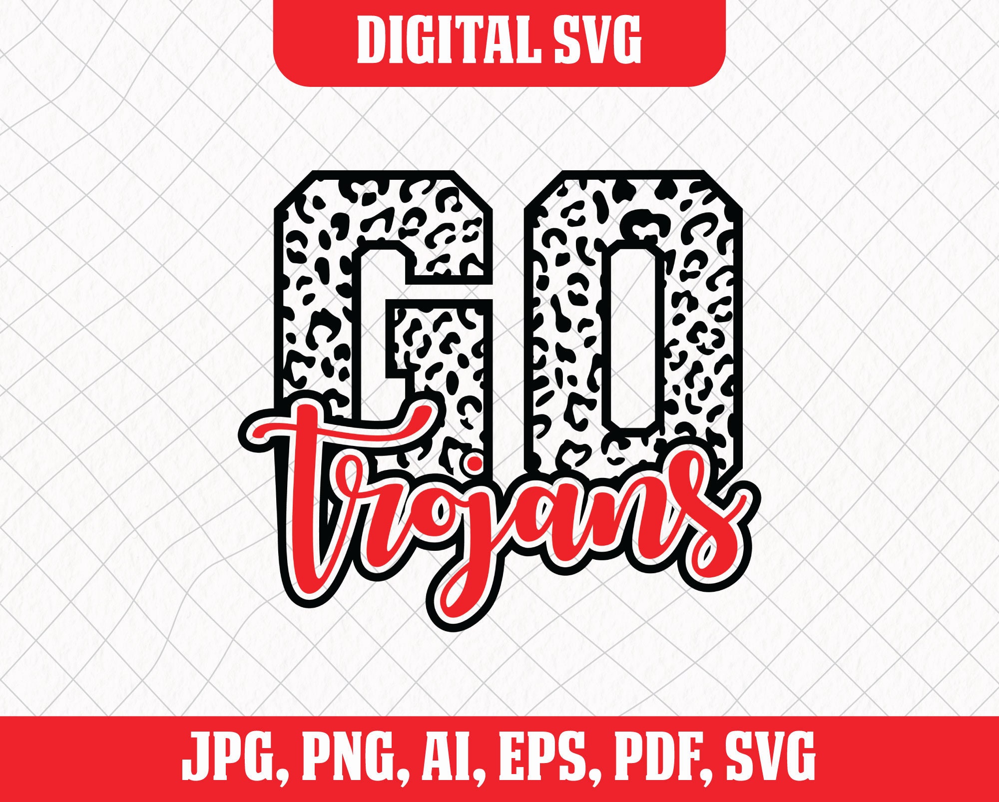 Go Trojans Svg Trojans Black Leopard Print Athletic SVG - Etsy