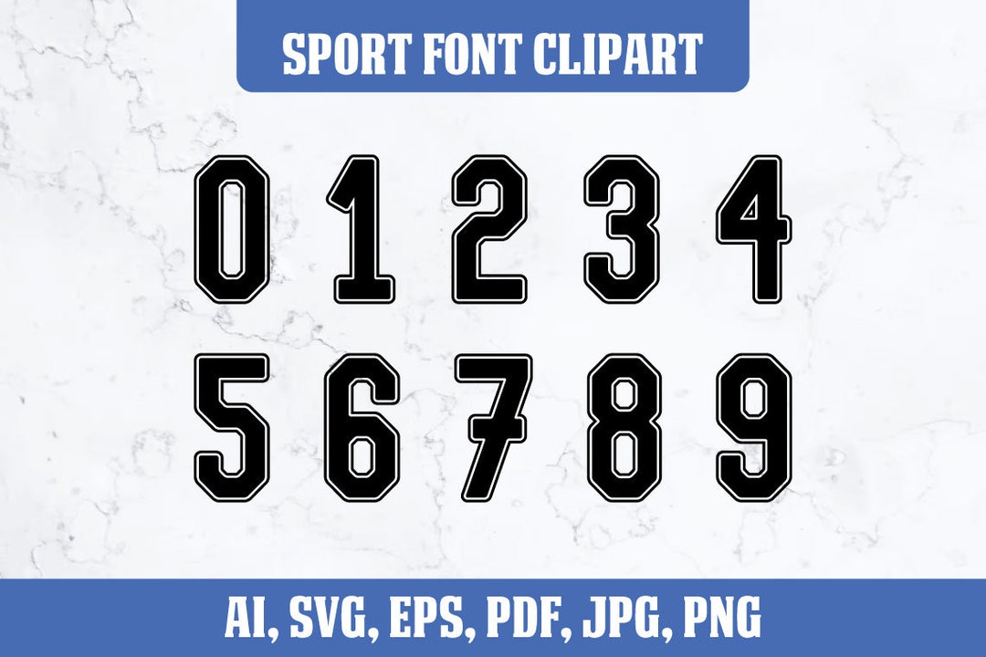Jersey Number Svg, Jersey Font Svg, Digital Download, Sports Font Svg ...