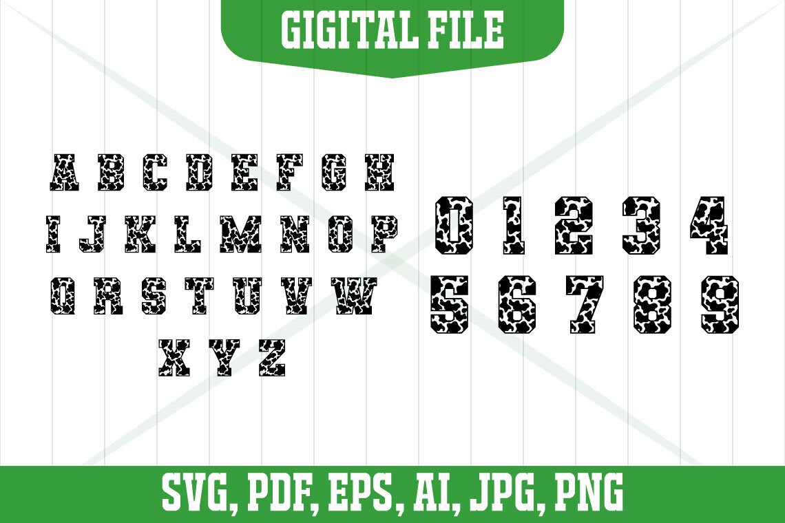 Cow Font Svg Alphabet Svg Cow Print Alphabet Letters Svg - Etsy