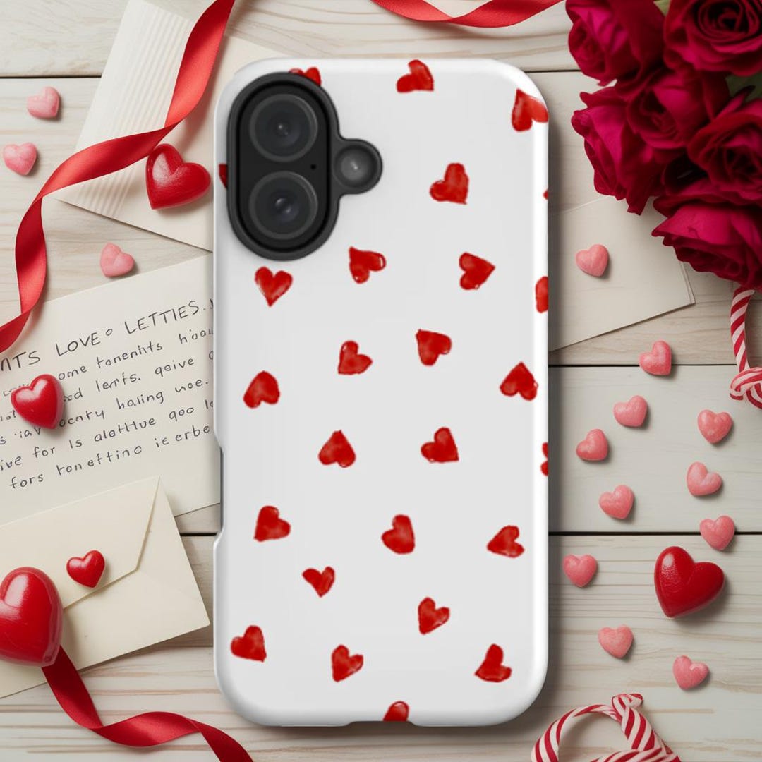Red Heart Pattern Phone Case-sweetheart Red Hearts Phone Cover Design ...