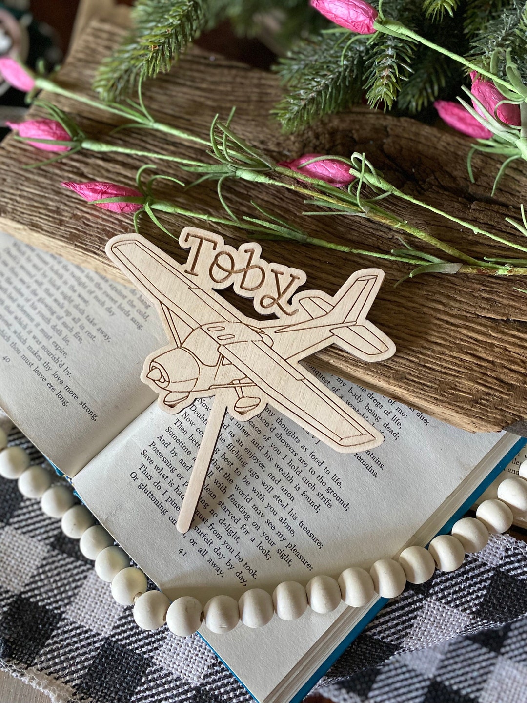 Personalized Airplane Cake Topper: Engraved Birthday Party Decor - Etsy
