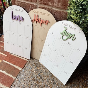 First Birthday Sign, One Year Of, Birthday Photo Board, Baby Name Sign ...