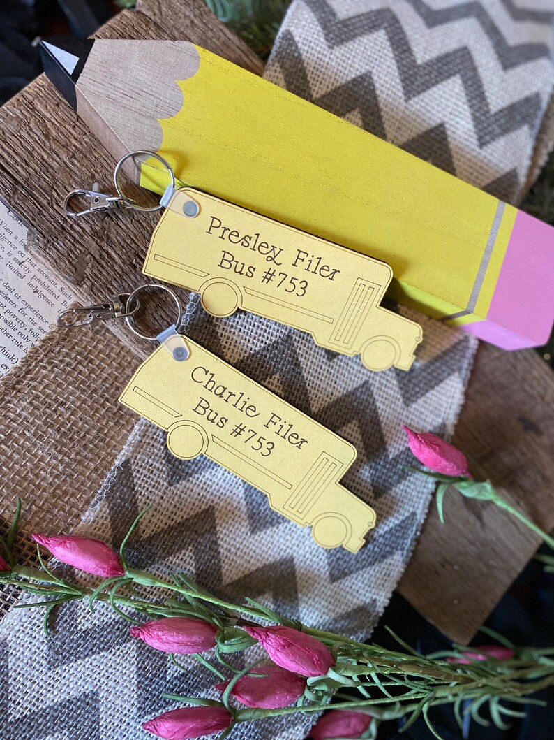 Backpack Bus Tag School Bus Name Tag Book Bag Tag School - Etsy