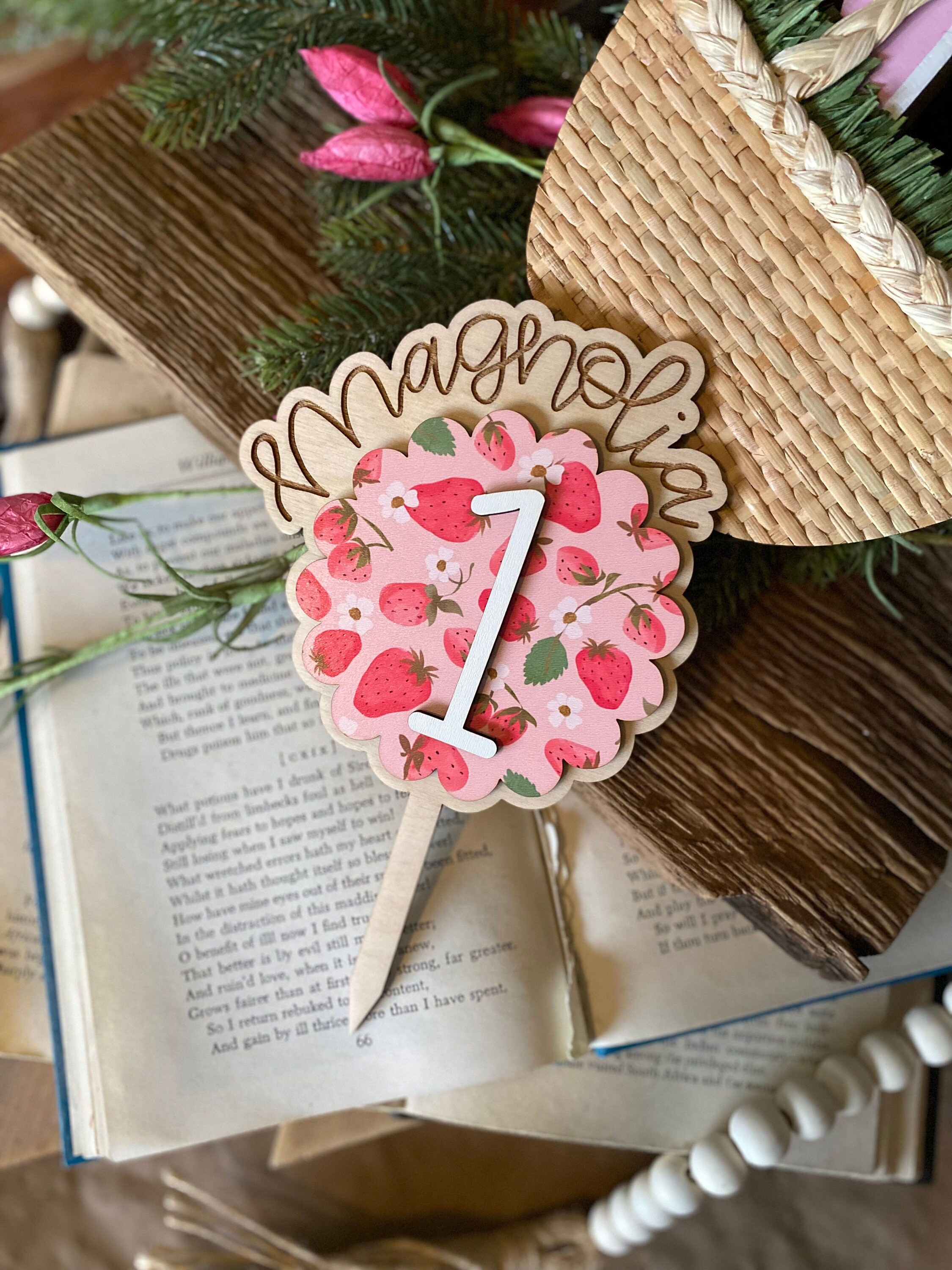 Berry 1st Birthday Cake Topper